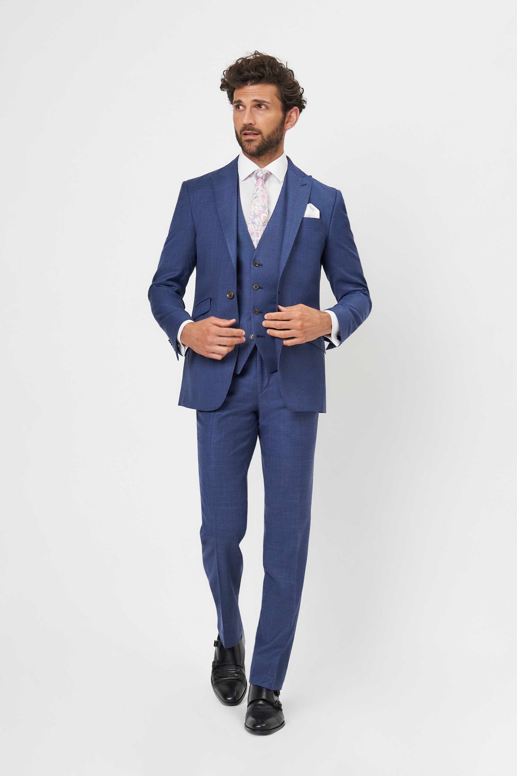 3 Piece Italian Blue Slim Fit Suit To Hire – Rathbones Tailor