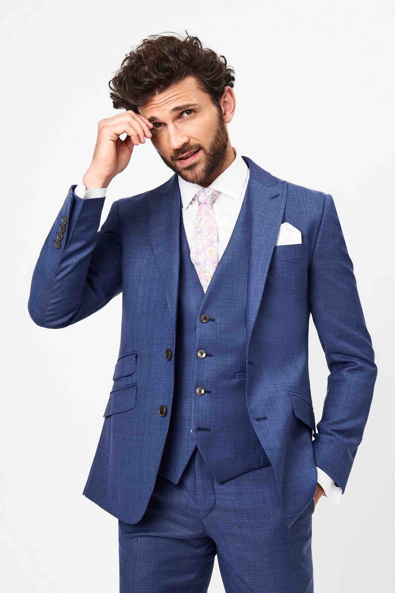3 Piece Italian Blue Slim Fit Suit To Hire – Rathbones Tailor